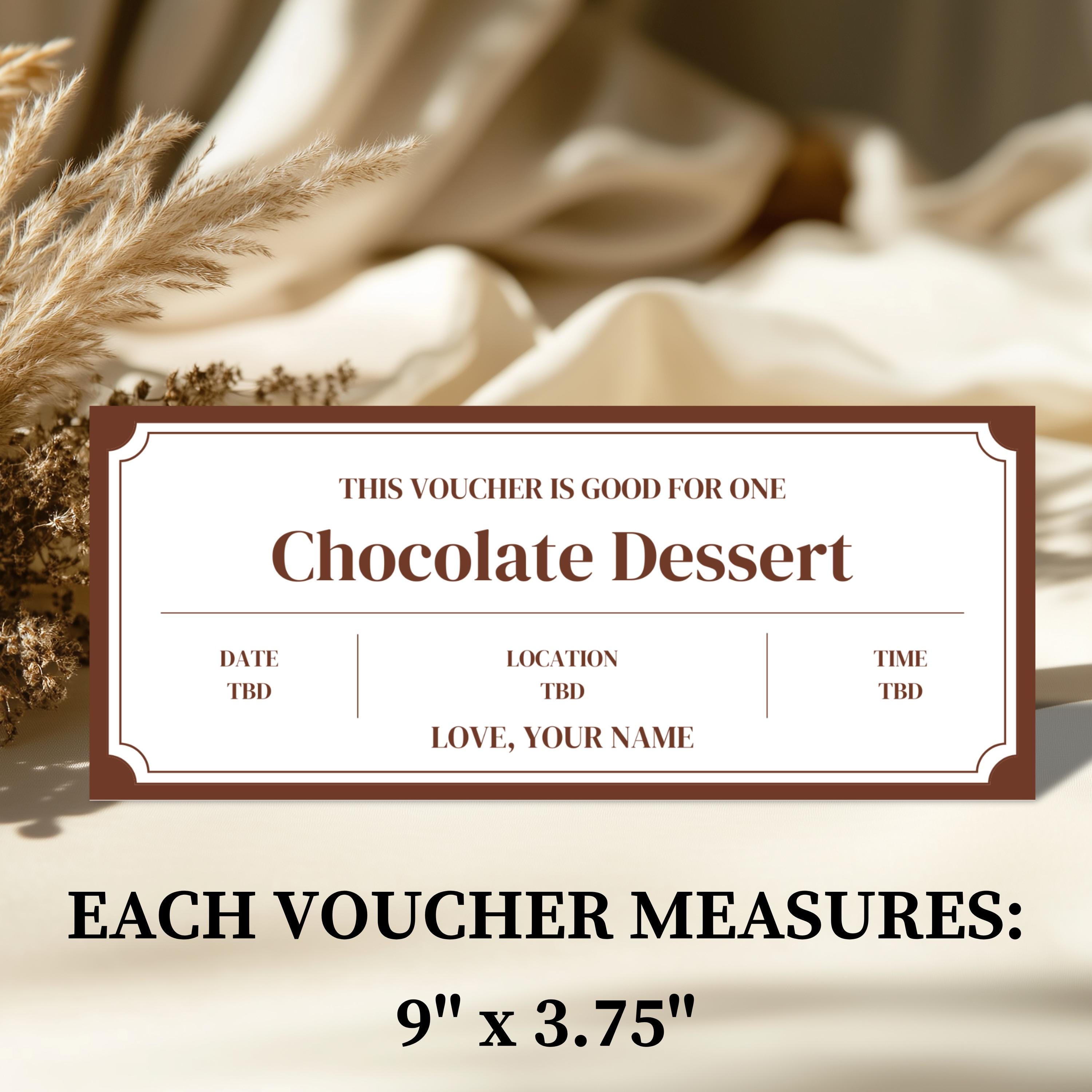 Editable Chocolate Dessert Voucher, Printable Chocolate Dessert Coupon ...