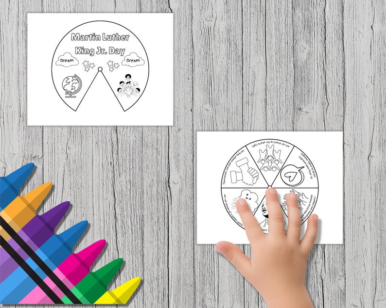 Martin Luther King Jr Day Coloring Wheel Craft, Printable MLK Kids ...