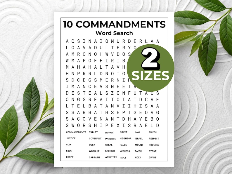 10 Commandments Word Search Puzzle, Ten Commandments, Old Testament ...