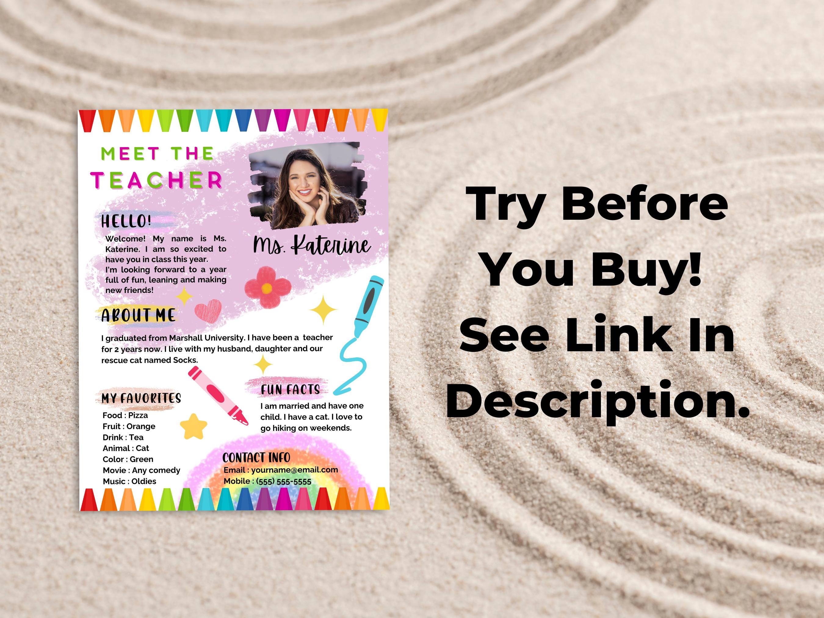 All About My Teacher Printable, Meet the Teacher Survey, Get to Know ...