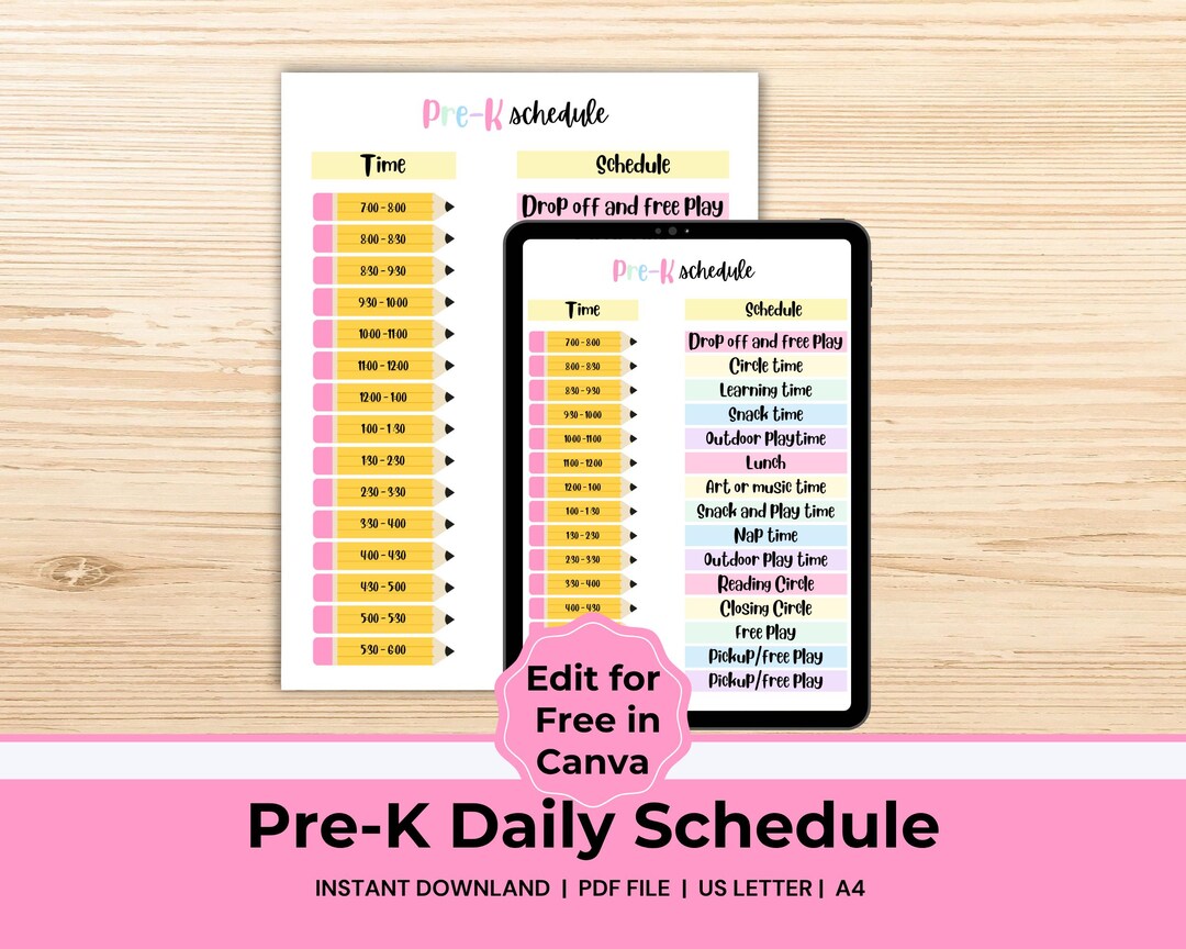 Editable Toddler Schedule Forms, Pre-k Daycare Schedule, Daily Routine ...