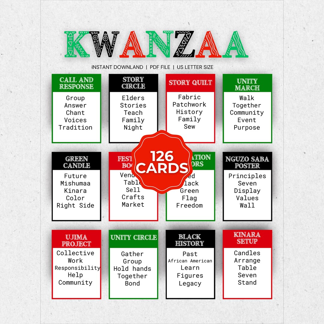 Kwanzaa Forbidden Words Game, Kwanzaa Party Game, Family Game Night ...
