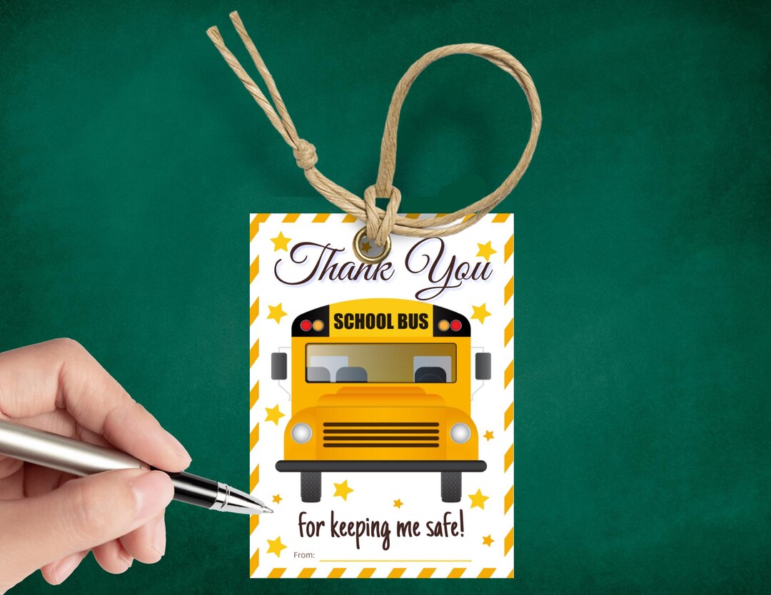 Printable Bus Driver Gift Tags, School Bus Driver Thanks, Bus Driver ...