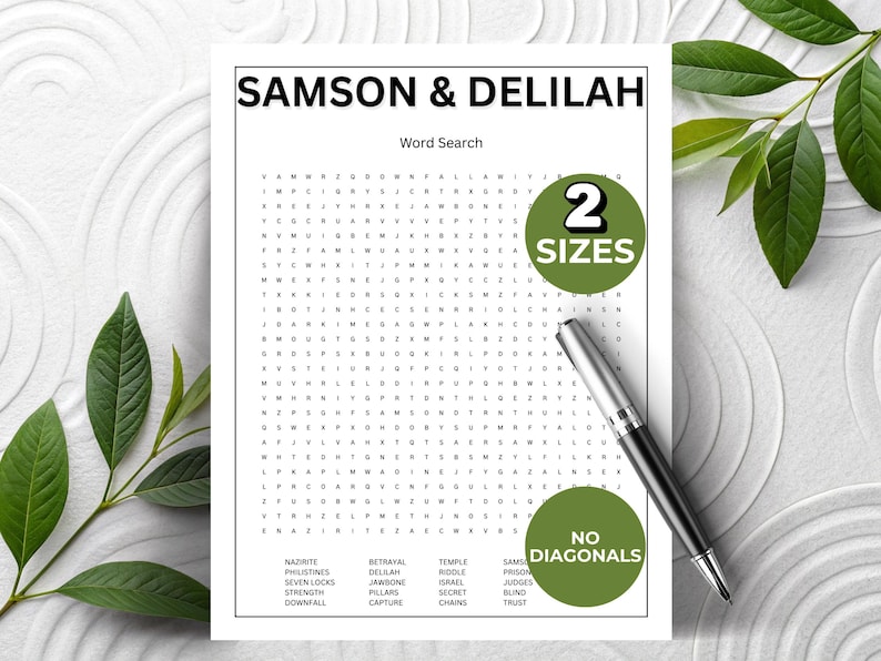 Samson and Delilah Word Search Puzzle, Ten Commandments, Old Testament ...