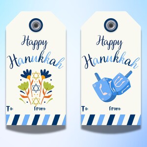 Editable Hanukkah Gift Tag Bundle, Modern Hanukkah Printable, Hanukkah ...