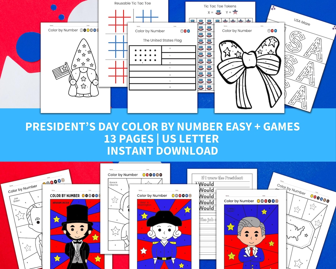 President's Day Color by Number Easy, Classroom Coloring Pages ...