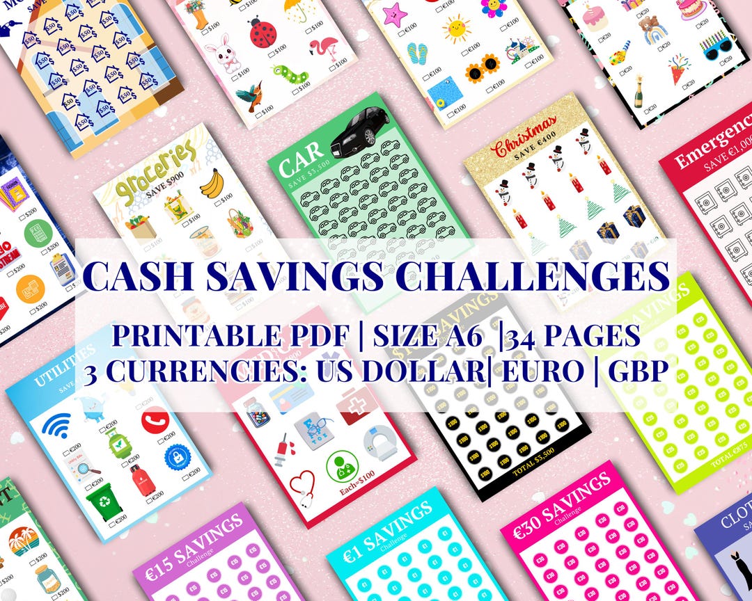 Printable A6 Cash Stuffing Challenges, A6 Cash Savings Challenges, A6 ...