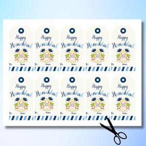 Editable Hanukkah Gift Tag Bundle, Modern Hanukkah Printable, Hanukkah ...