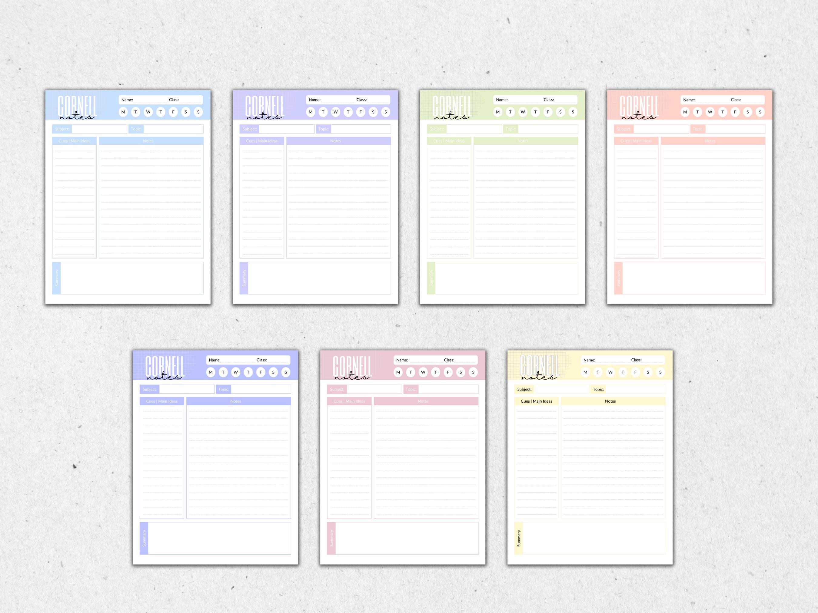 Editable Cornell Notes Template, Cornell Template, Cornell Method ...