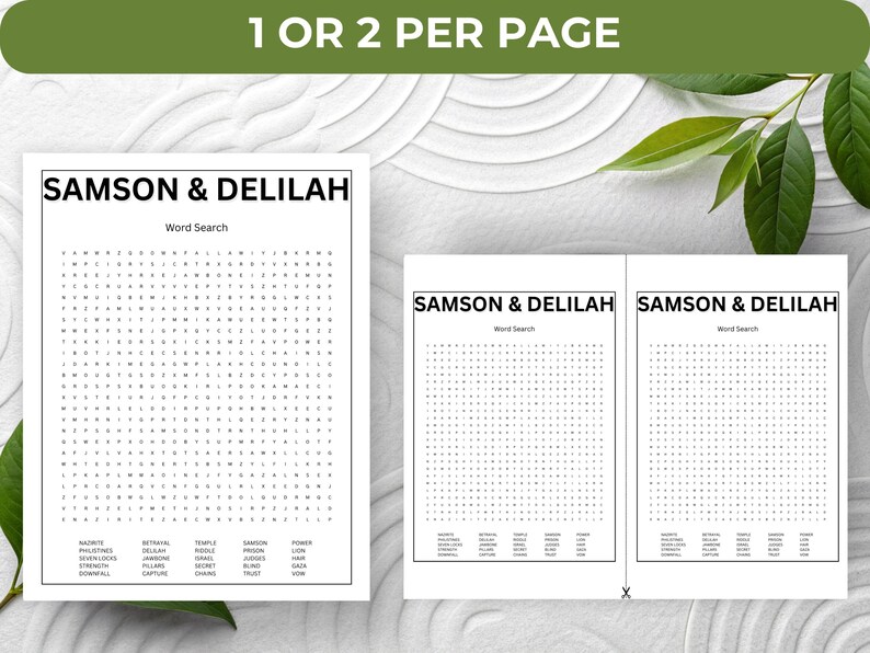 Samson and Delilah Word Search Puzzle, Ten Commandments, Old Testament ...