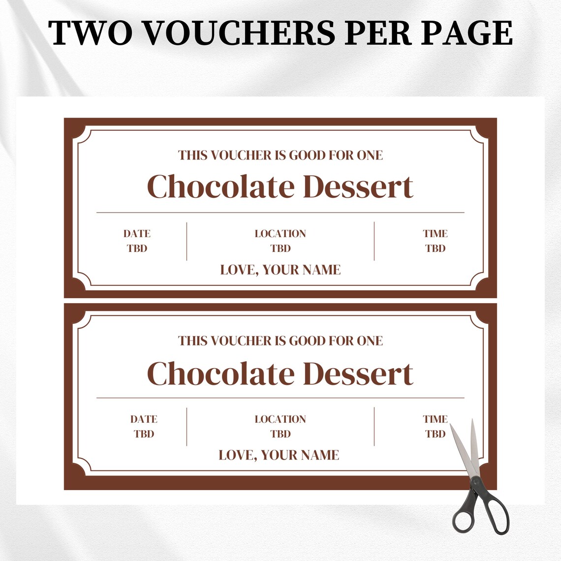Editable Chocolate Dessert Voucher, Printable Chocolate Dessert Coupon ...