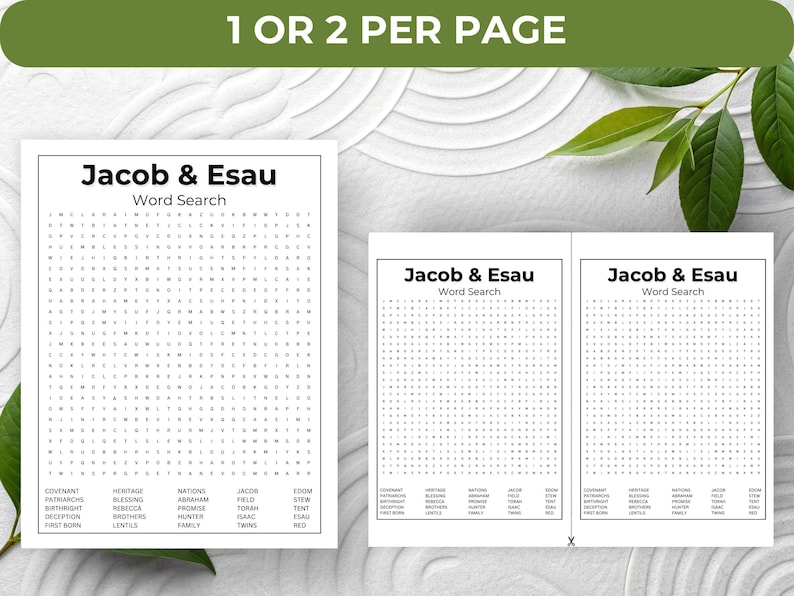 Jacob & Esau Word Search Puzzle, the Patriachs, Old Testament, Bible ...