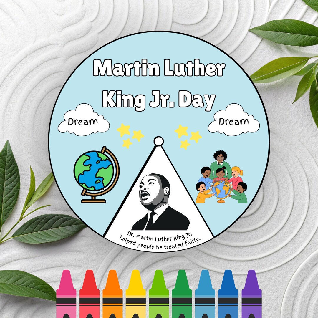 Martin Luther King Jr Day Coloring Wheel Craft, Printable MLK Kids ...