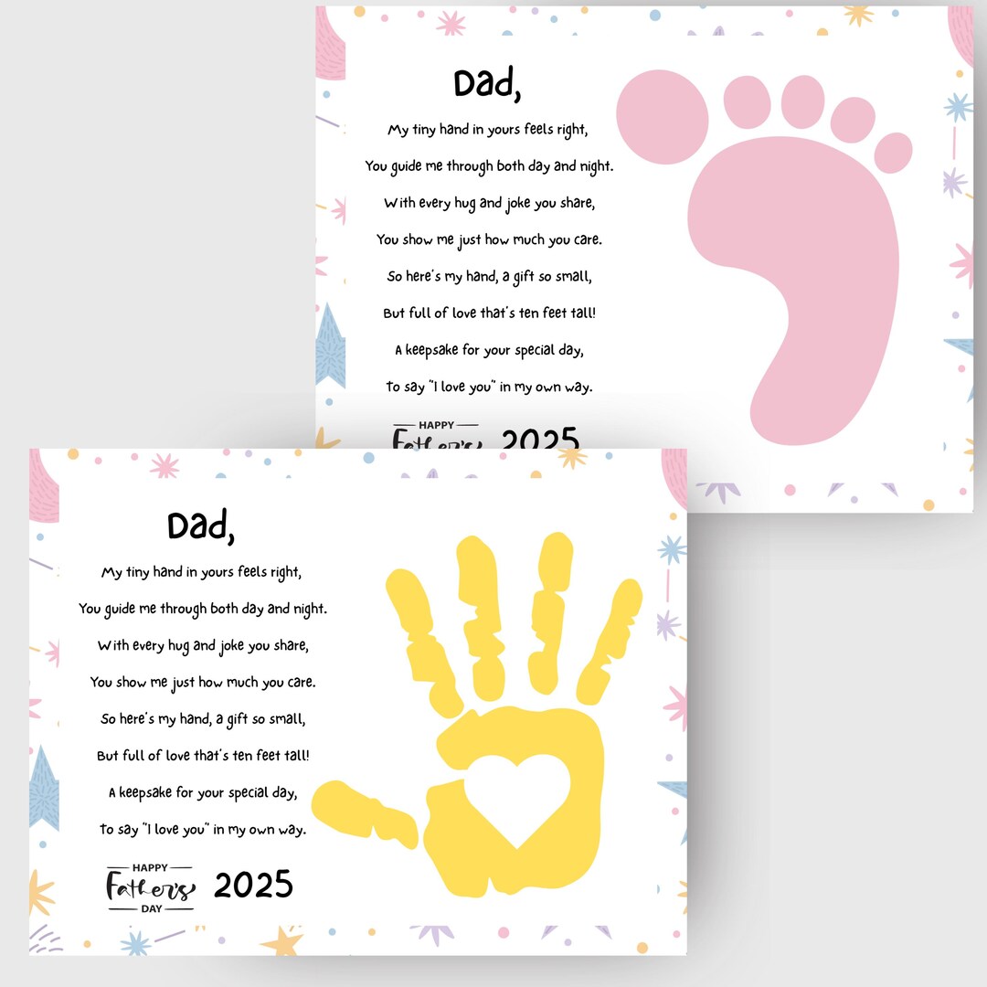 Dad Fathers Day Handprint Art, Fathers Day Poem, Toddler Gift for Dad ...