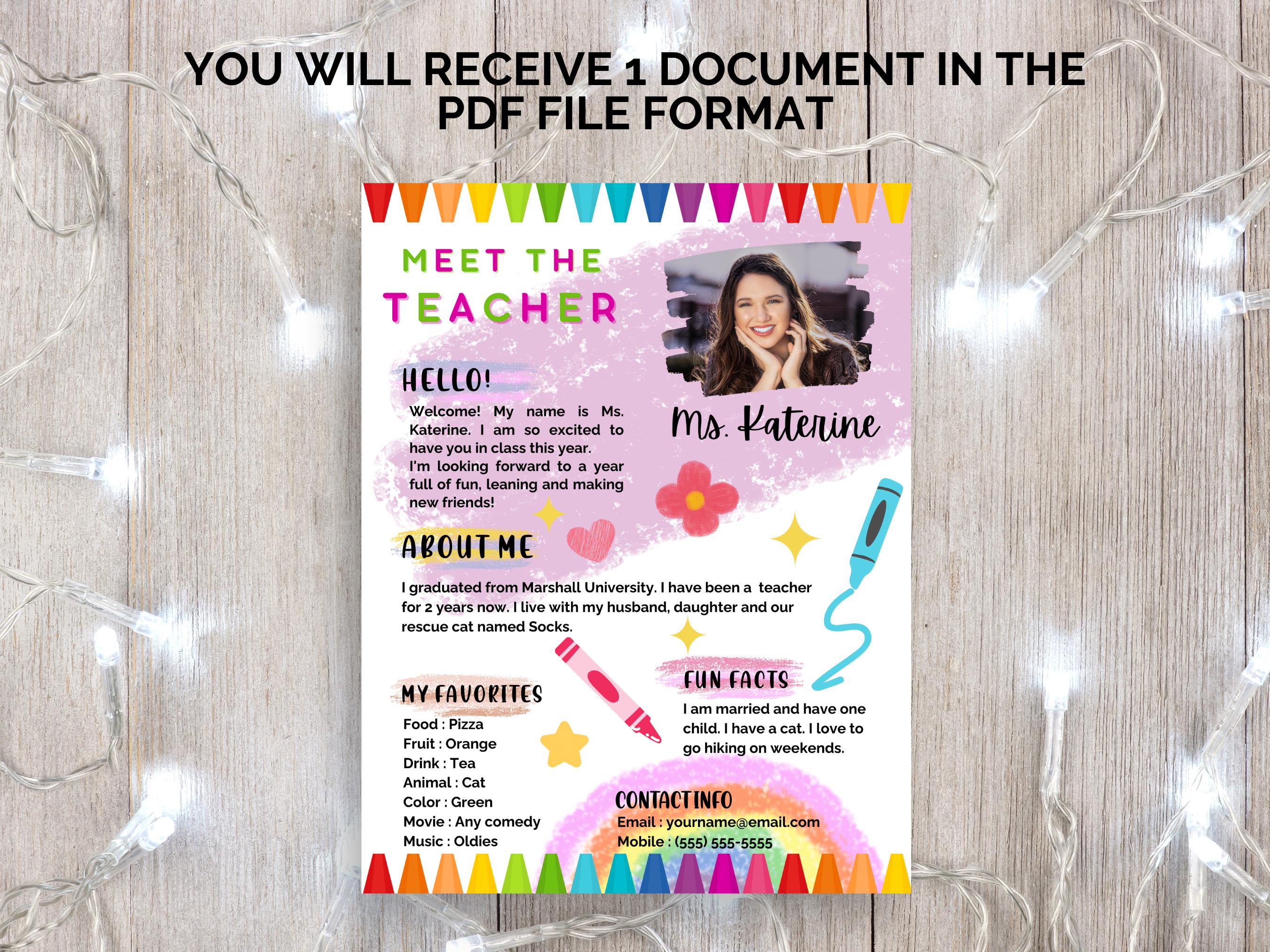 Printable Meet the Teacher, Meet the Teacher Template, Get to Know You ...