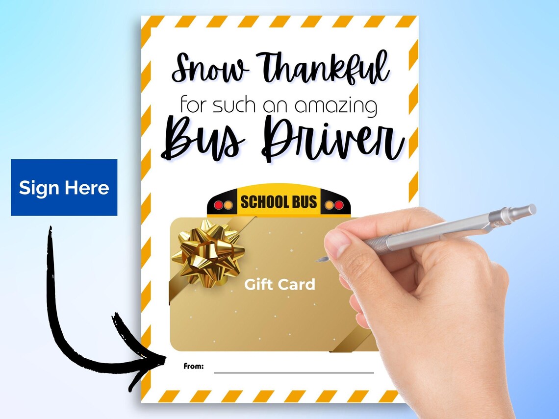 Printable Bus Driver Gift Card Holder, Christmas Gift Card Holder, Bus ...