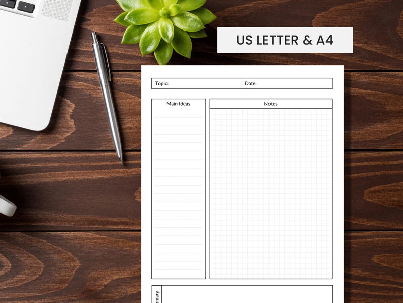 Editable Cornell Notes Template, Cornell Template, Cornell Method ...