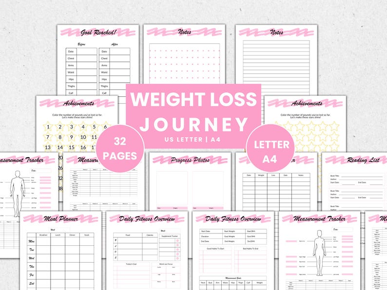 Editable Weight Loss Tracker Digital, Weight Loss Planner, Weight Loss ...