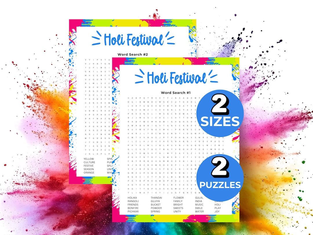 Holi Word Search Game, Festival of Colors, Seek and Find, Family Game ...