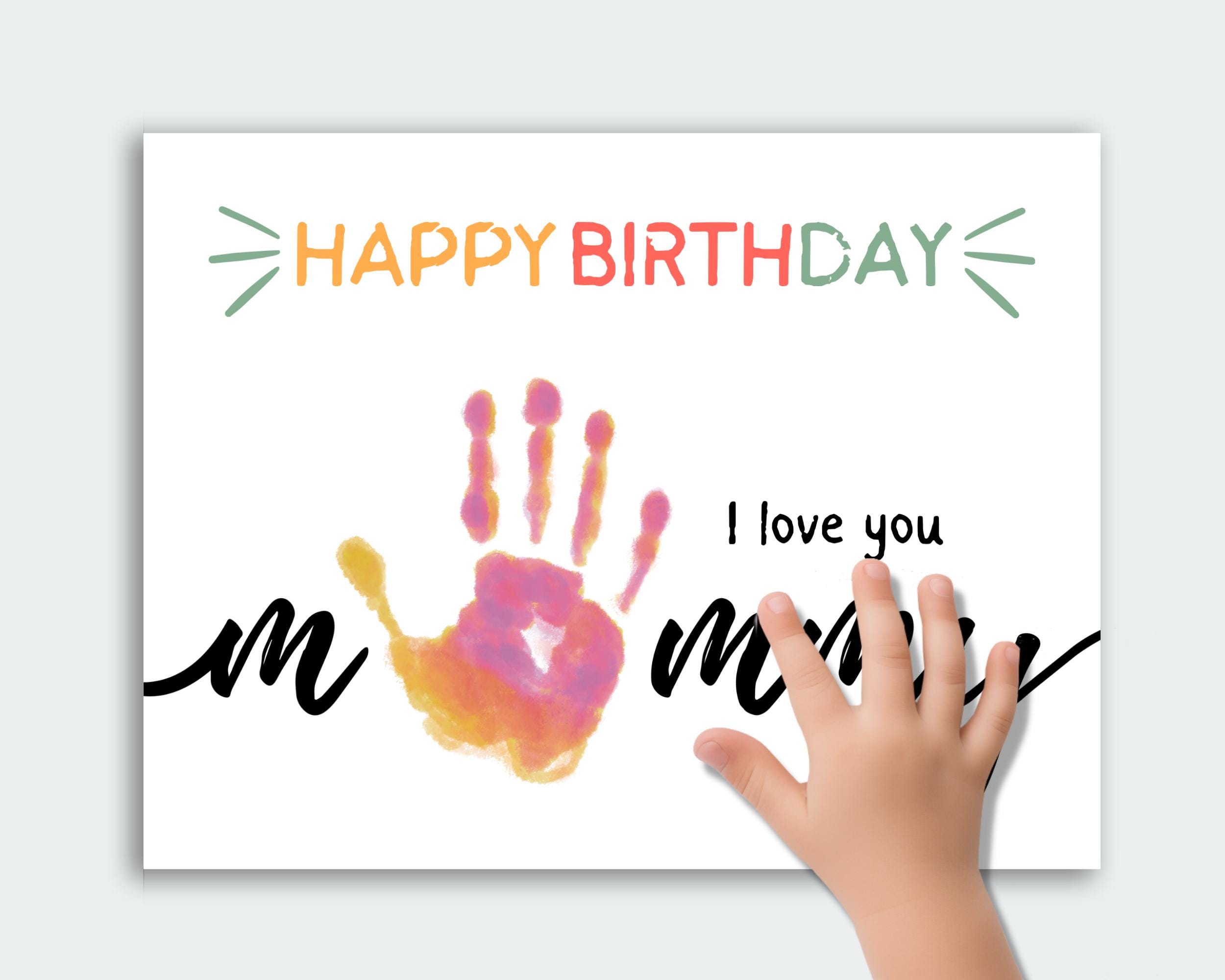 Happy Birthday Mom Handprint Art, Birthday Handprint Craft, Handprint ...