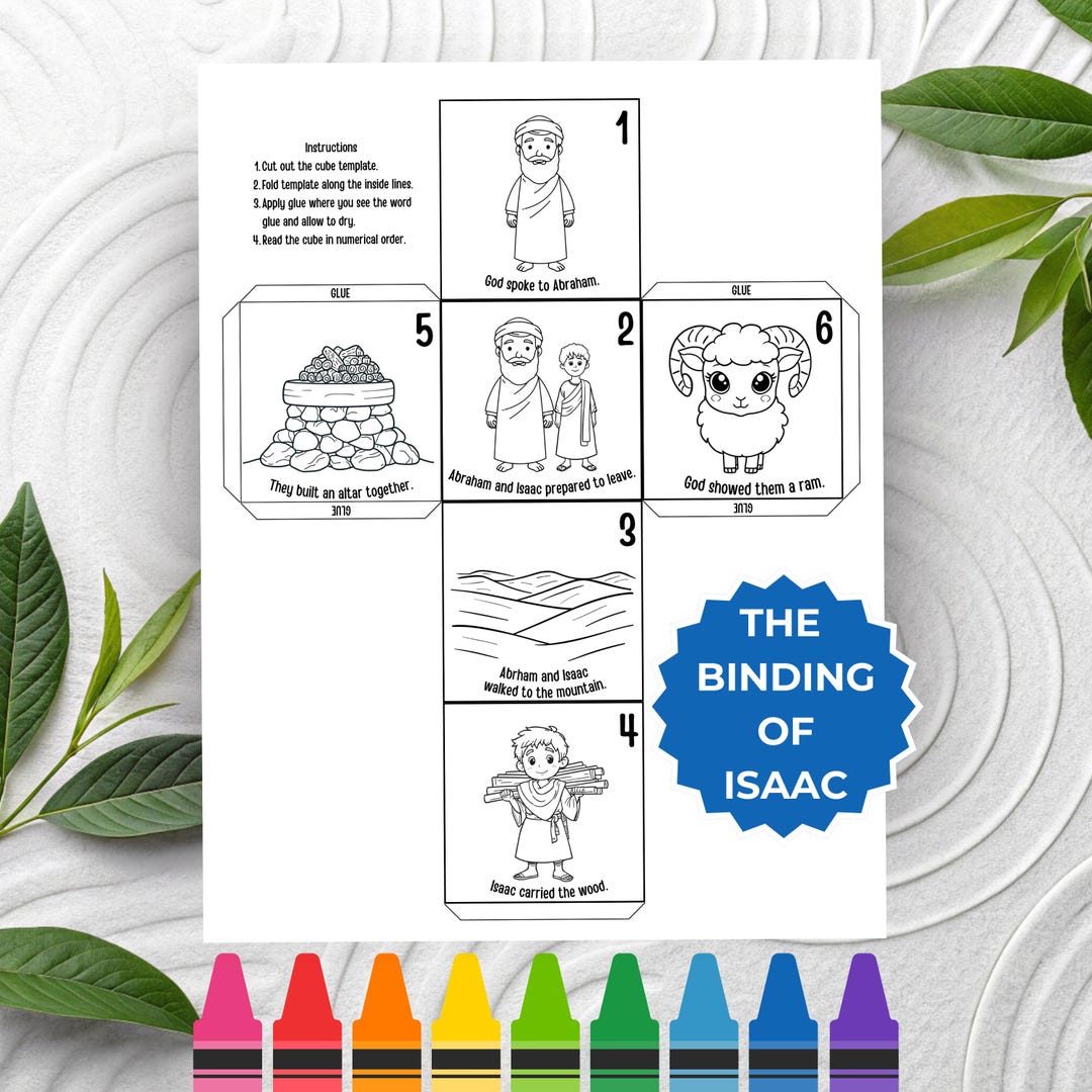 Binding of Isaac Coloring Cube Craft, Akedah, Parsha Vayera, Printable ...