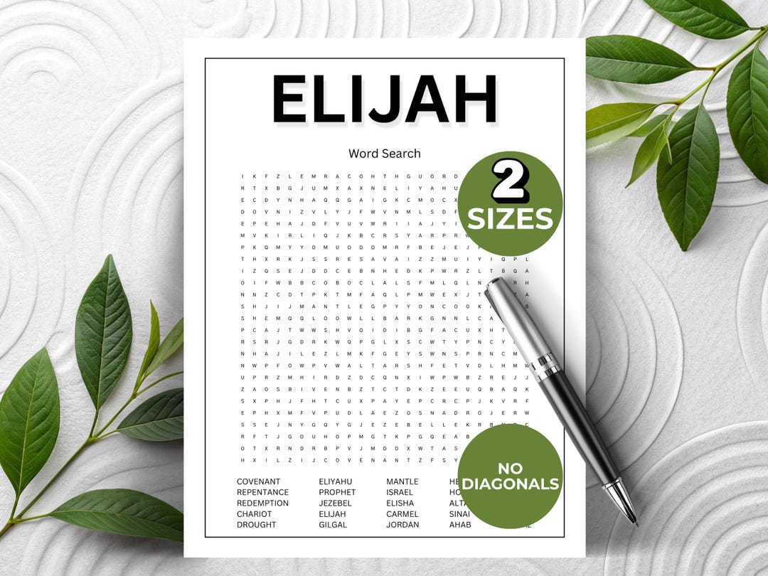 Elijah Word Search Puzzle, Old Testament, Bible Torah Study, Religious ...