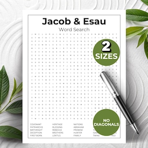 Jacob & Esau Word Search Puzzle, the Patriachs, Old Testament, Bible ...