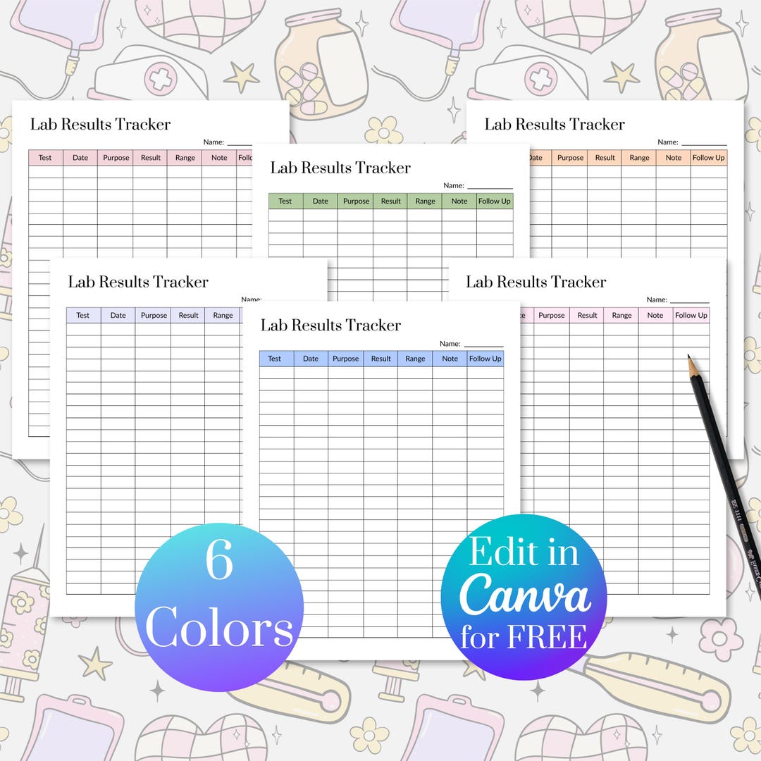 Editable Lab Results Tracker, Lab Tracker, Caregiver Log, Caregiver ...