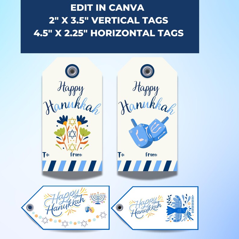 Editable Hanukkah Gift Tags, Jewish Gifts, Hanukkah Decorations ...