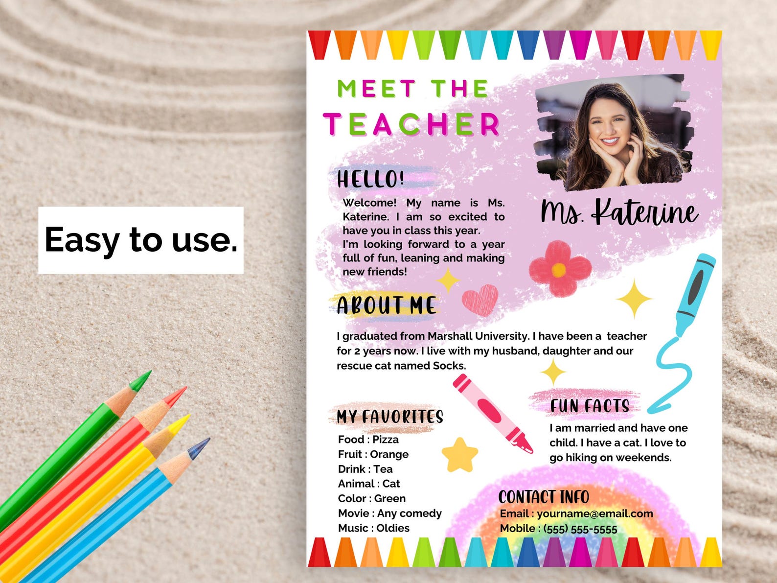 All About My Teacher Printable, Meet the Teacher Survey, Get to Know ...