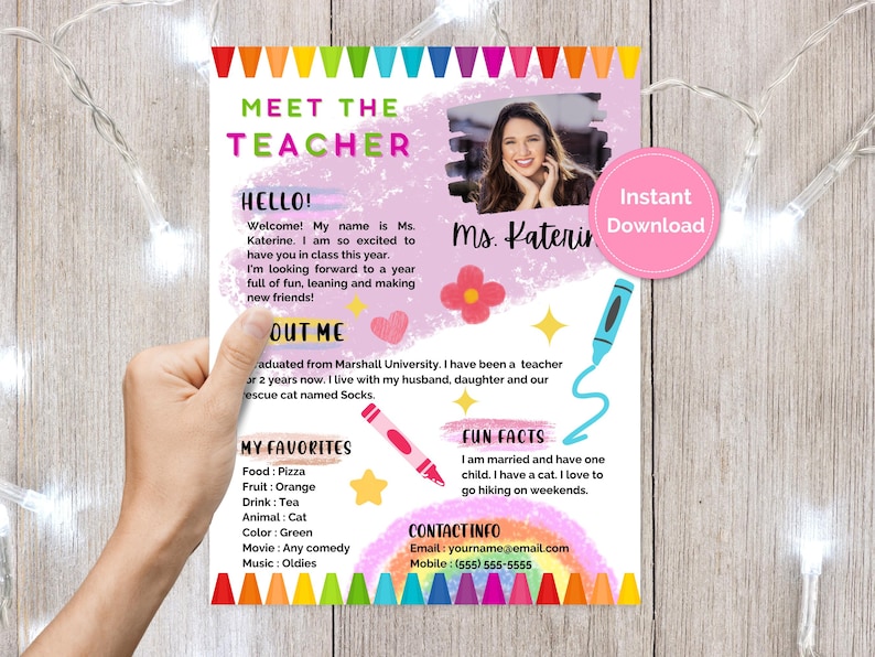 Printable Meet the Teacher, Meet the Teacher Template, Get to Know You ...