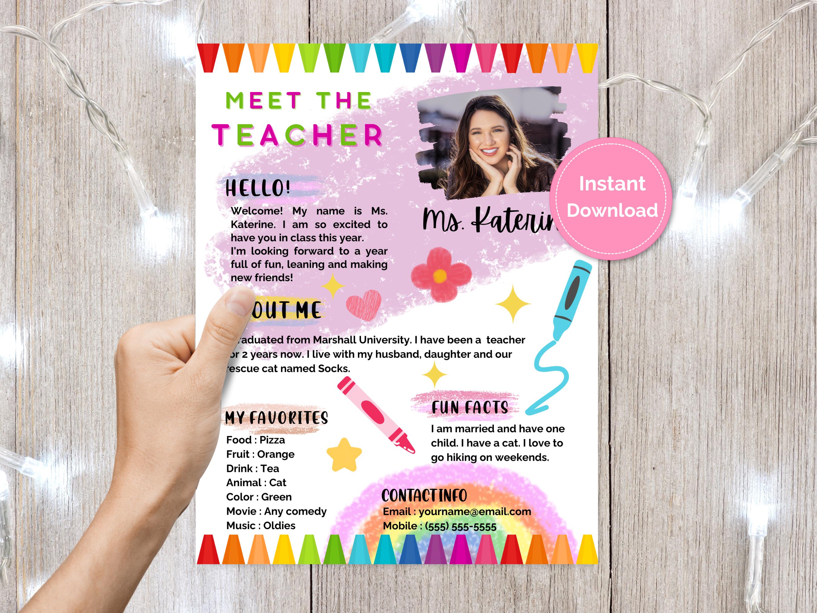 Printable Meet the Teacher, Meet the Teacher Template, Get to Know You ...