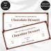 Editable Chocolate Dessert Voucher, Printable Chocolate Dessert Coupon ...