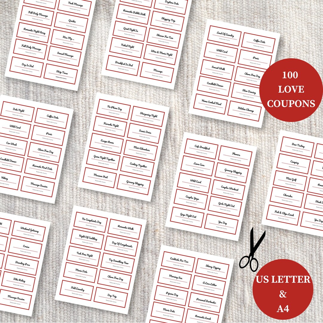 Editable Valentines Day Coupons, Love Coupons for Her, Gift Coupon ...