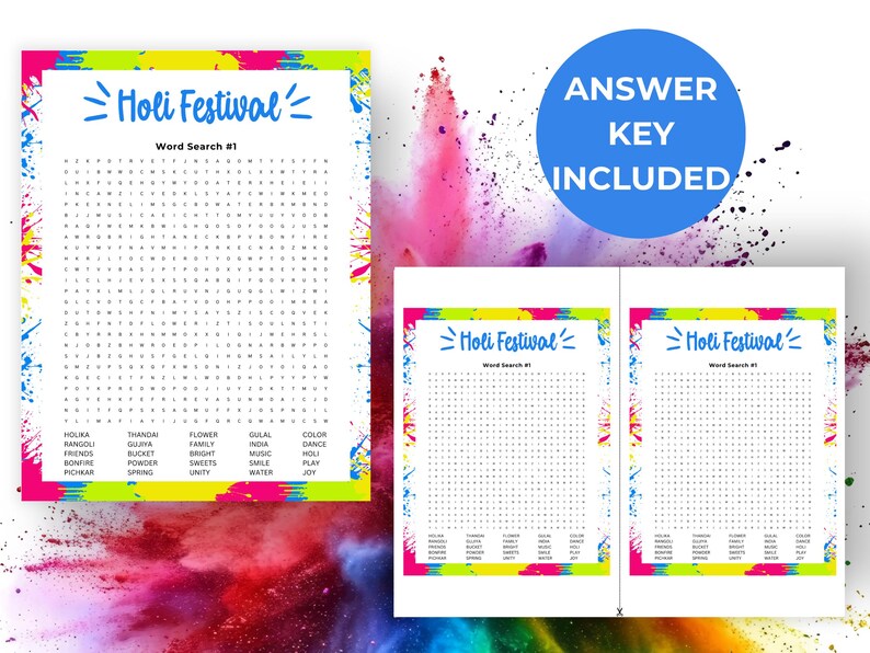 Holi Word Search Game, Festival of Colors, Seek and Find, Family Game ...
