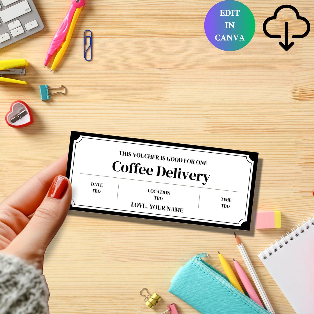 Editable Coffee Delivery Voucher, Coffee to Go Gift Certificate PDF ...