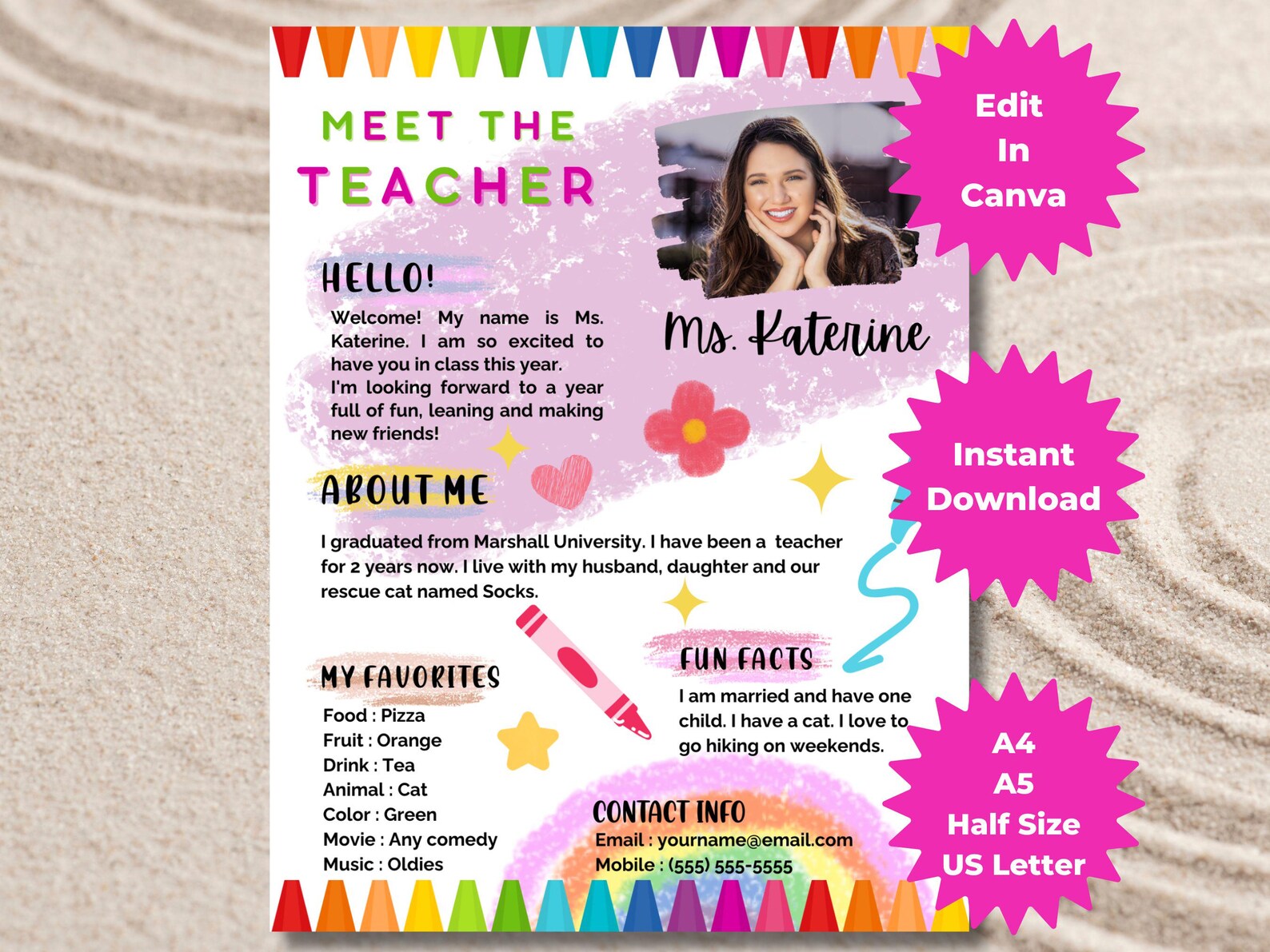All About My Teacher Printable, Meet the Teacher Survey, Get to Know ...