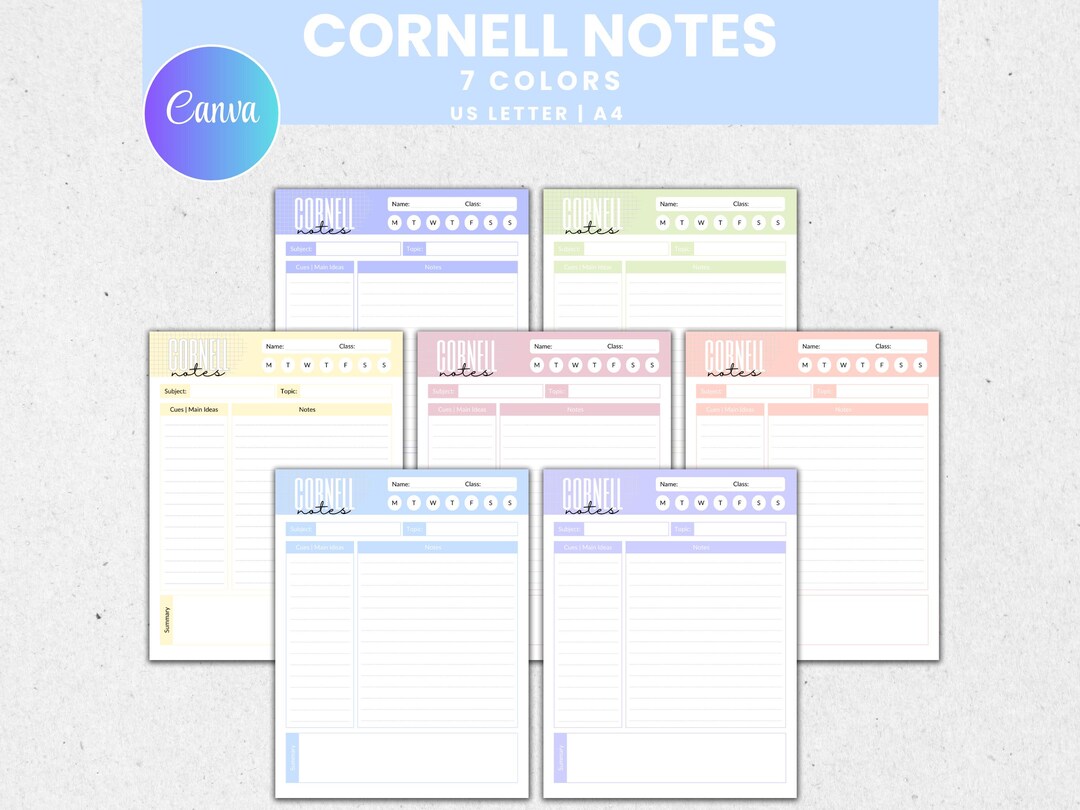 Editable Cornell Notes Template, Cornell Template, Cornell Method ...