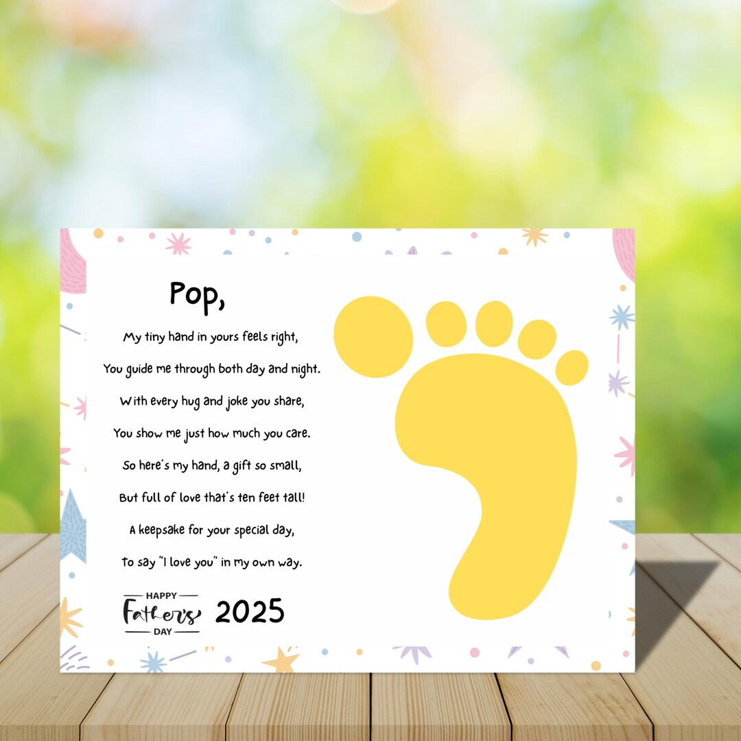 Pop Fathers Day Handprint Art, Fathers Day Poem, Toddler Gift for Dad ...