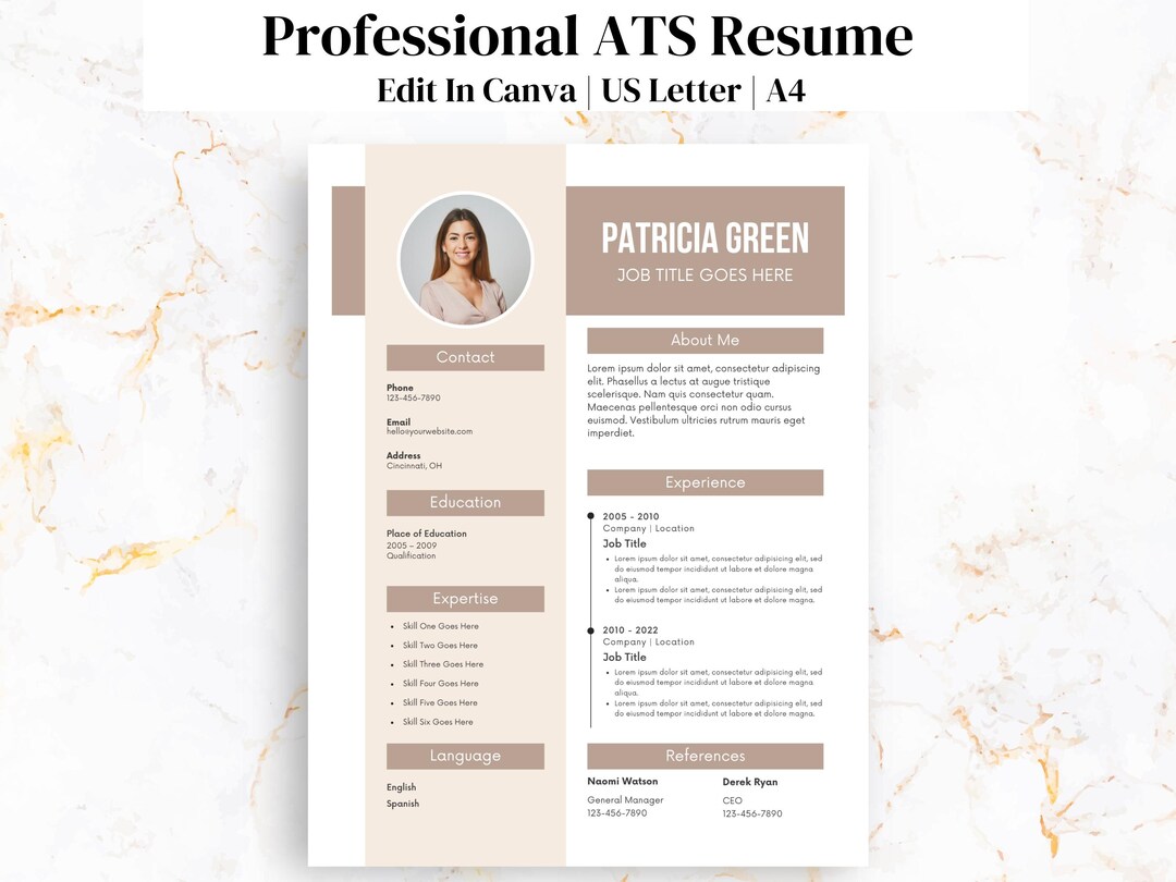 Editable ATS Friendly Resume Template, Executive Resume, Sorority Rush ...