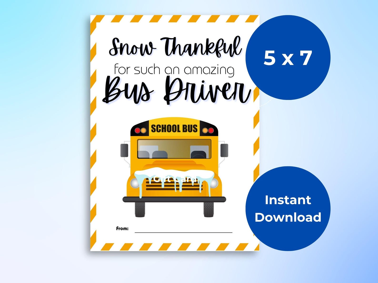 Printable Bus Driver Gift Card Holder, Christmas Gift Card Holder, Bus ...