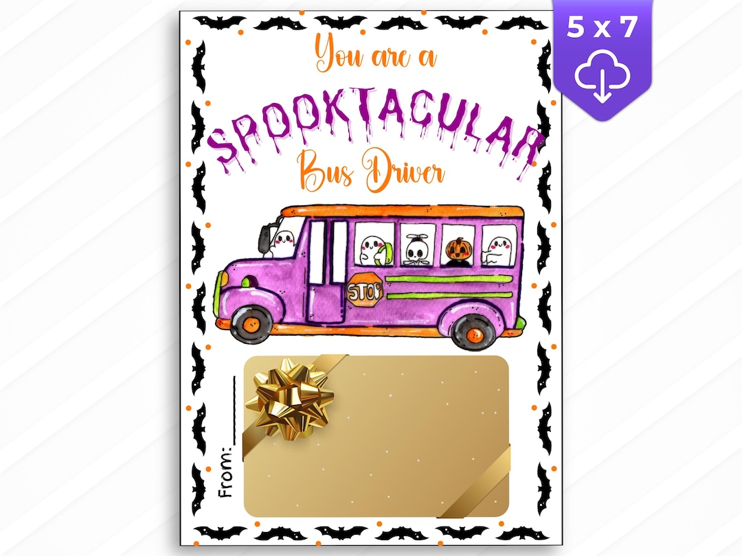 Printable Halloween School Bus Driver Gift Card Holder, Thanks A Latte ...