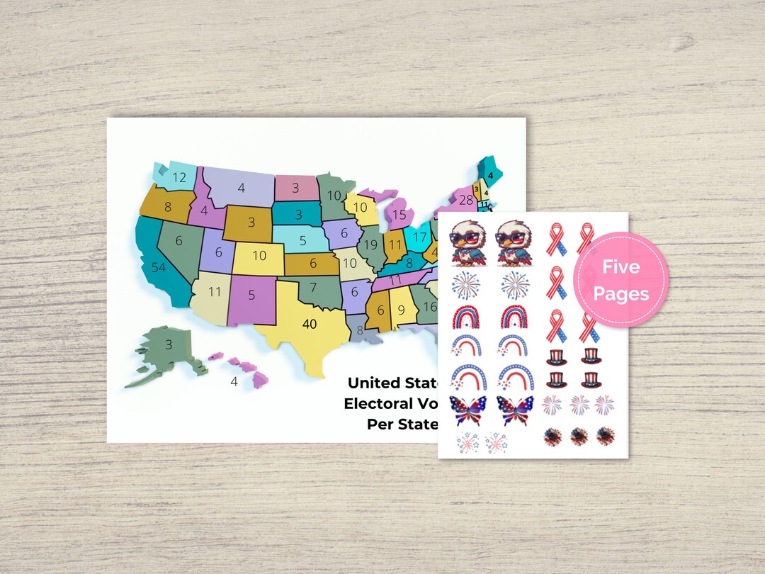 Printable 2024 Presidential Election Map, Coloring Page, Family Game ...