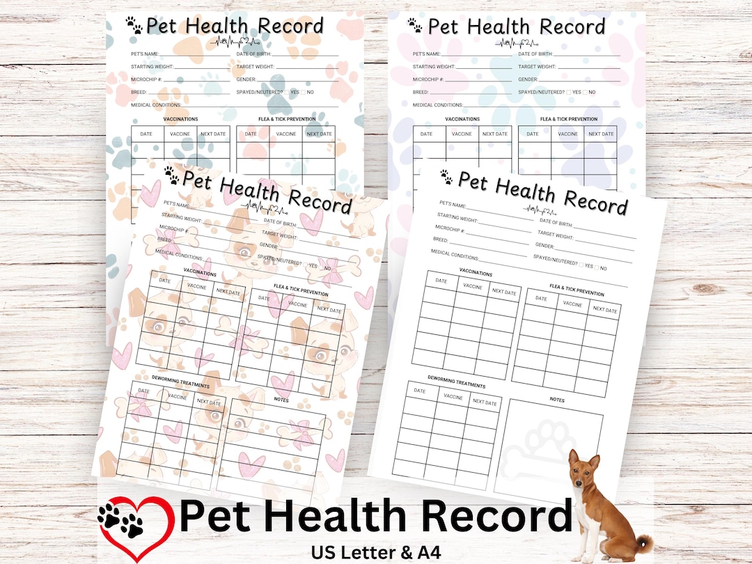Printable Pet Health Record, Pet Vaccines, Dog Deworming, Pet Deworming ...