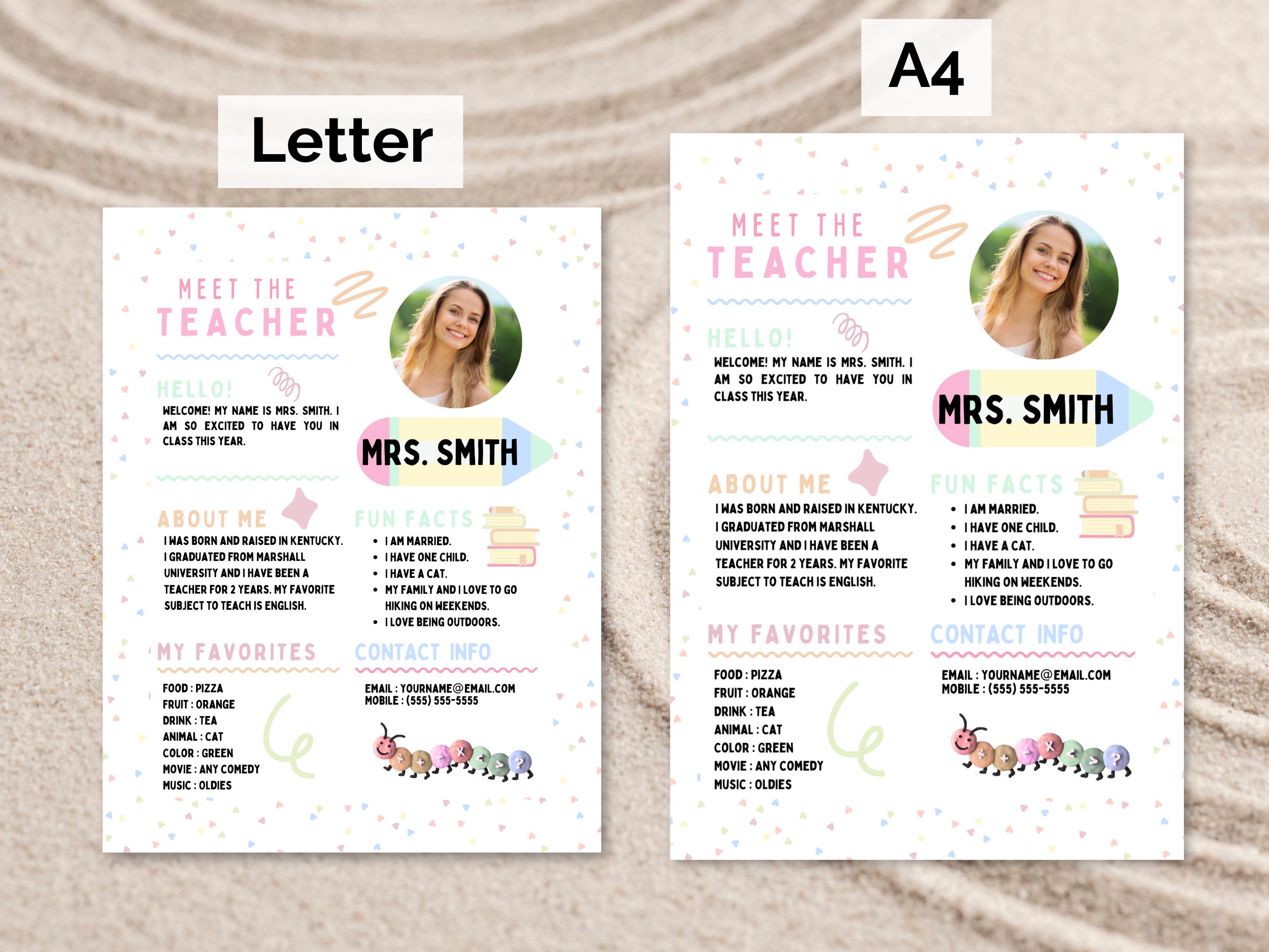 Meet the Teacher Template, Teacher Survey, Get to Know Teacher, Teacher ...