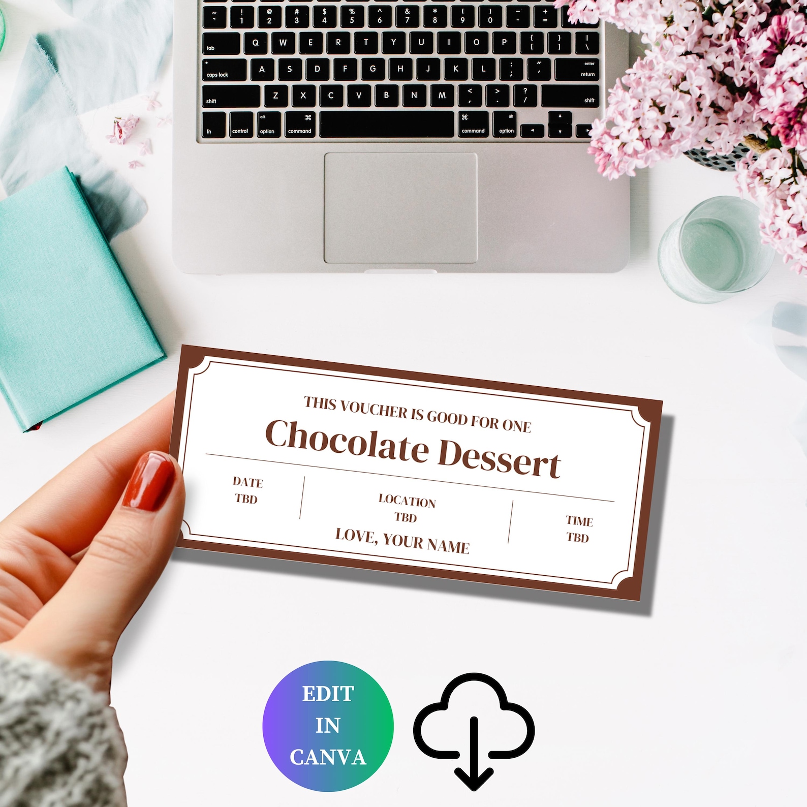 Editable Chocolate Dessert Voucher, Printable Chocolate Dessert Coupon ...