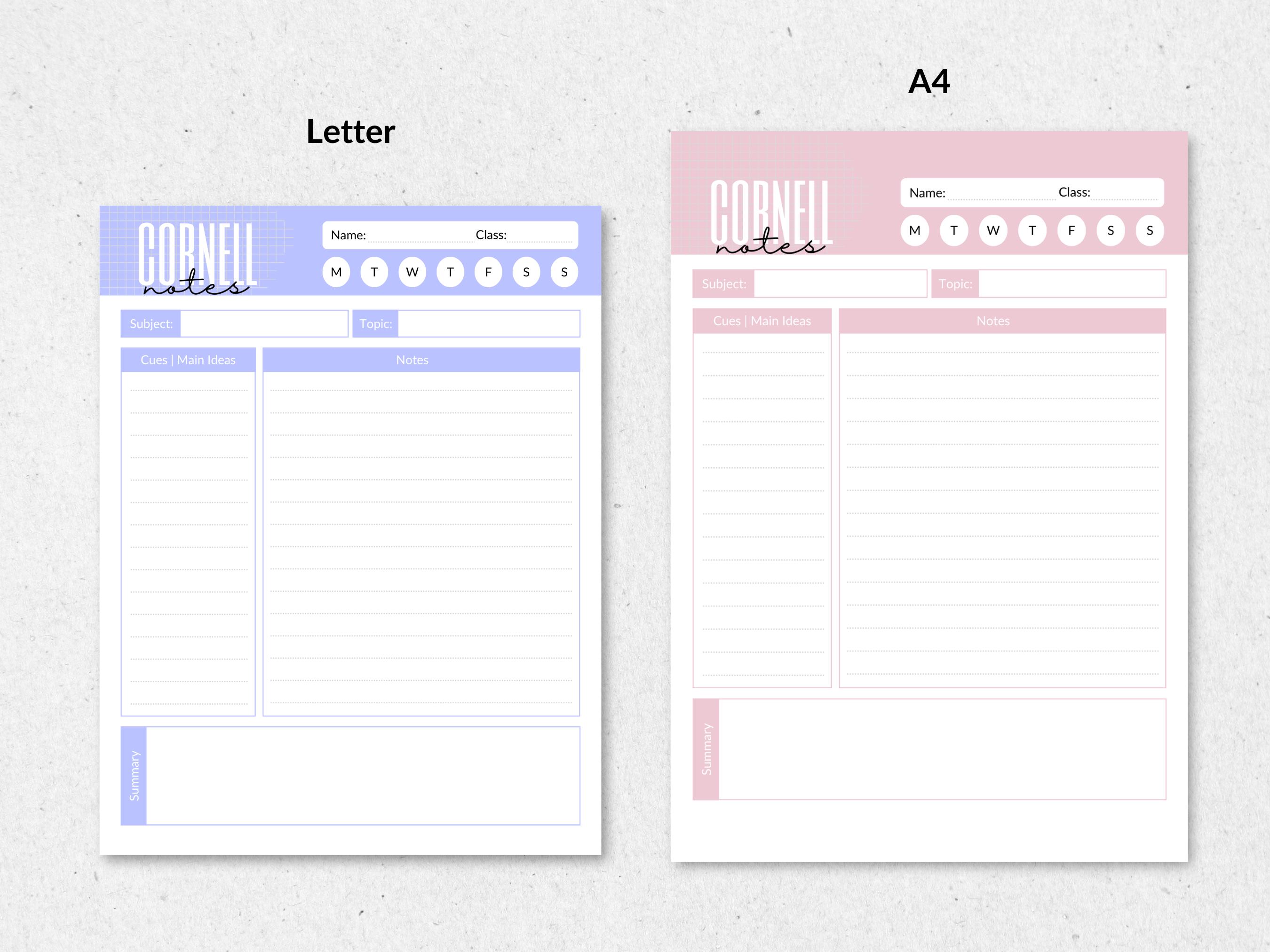 Editable Cornell Notes Template, Cornell Template, Cornell Method ...