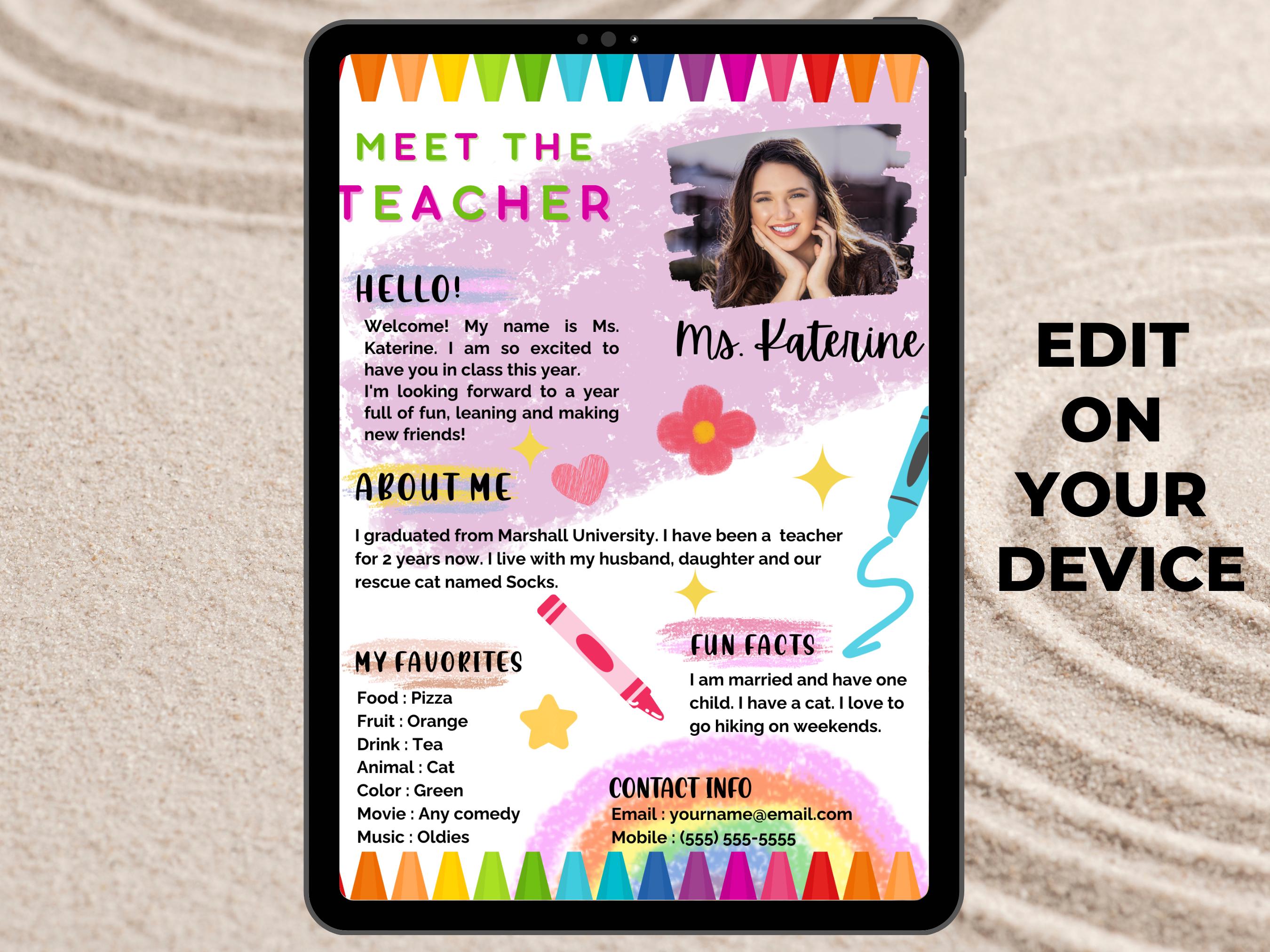 All About My Teacher Printable, Meet the Teacher Survey, Get to Know ...