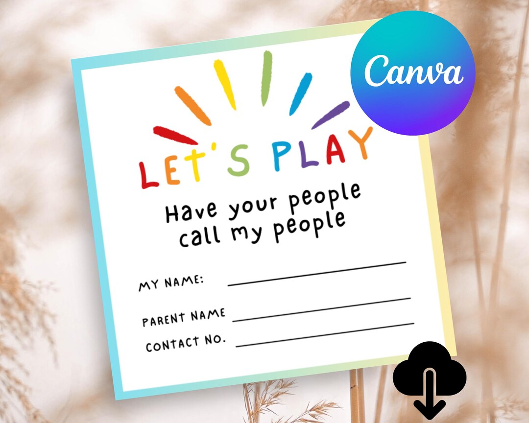 Editable Contact Cards for Kids, End of Year Card, Kids Play Date Cards ...