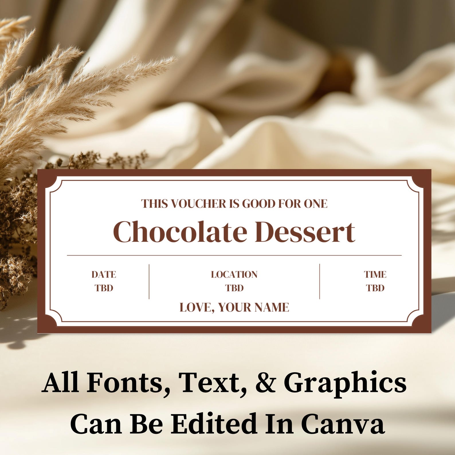 Editable Chocolate Dessert Voucher, Printable Chocolate Dessert Coupon ...